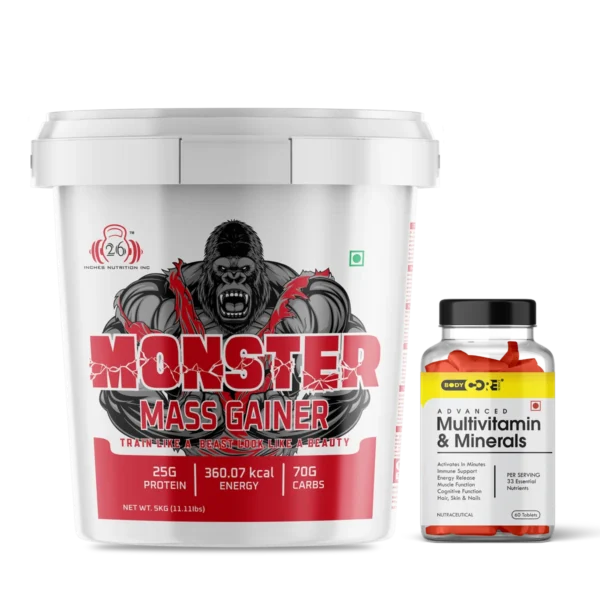 Monster Mass Gainer 5Kg + BCS Multivitamin & Minerals 60 Tab. - Protein ...
